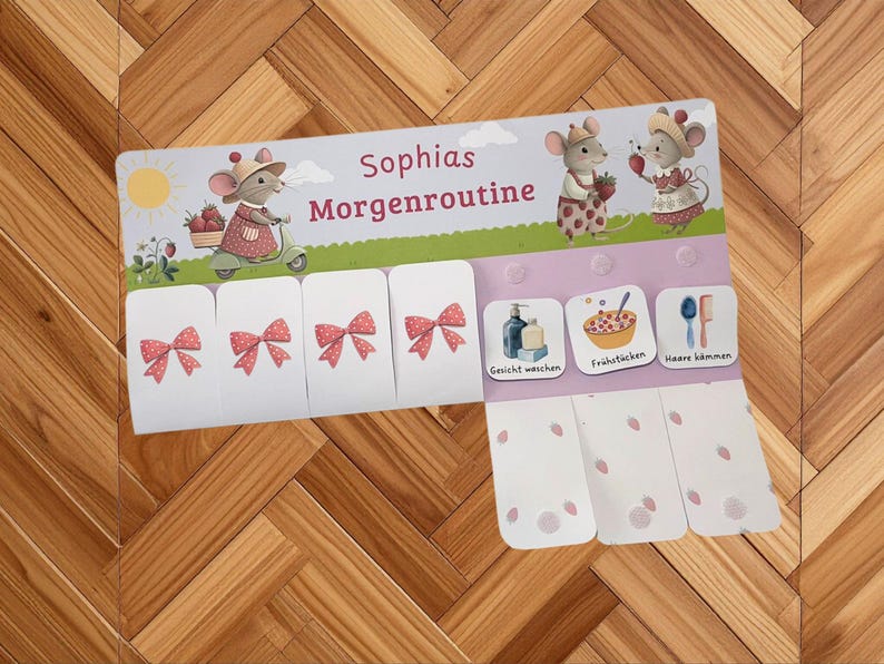 Editable Strawberry Mouse Daily Routine Chart for Toddler | Morning ...