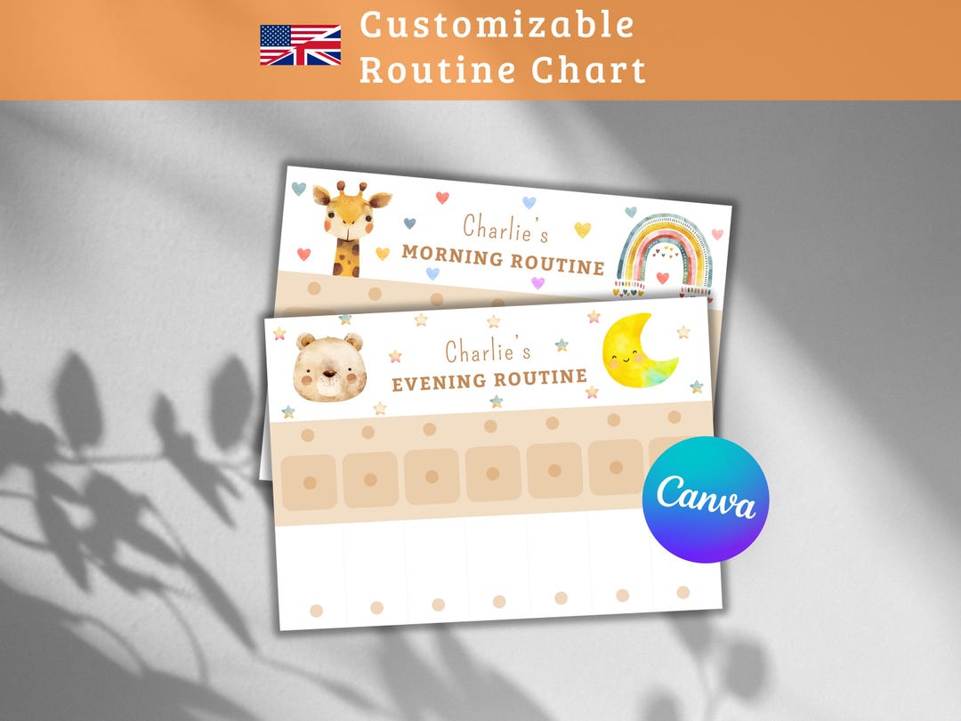 Editable Boho Animal Daily Routine Chart for Children | Morning ...