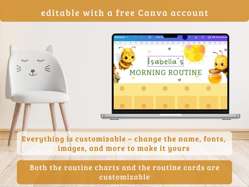 Editable Bee Daily Routine Chart for Toddler | Morning & Evening Chore ...