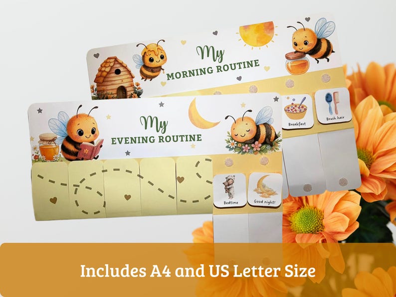 Editable Bee Daily Routine Chart for Children | Morning & Evening Chore ...