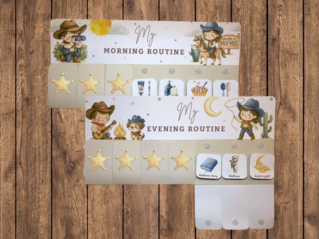 Editable Cowboy Daily Routine Chart for Children | Morning & Evening ...