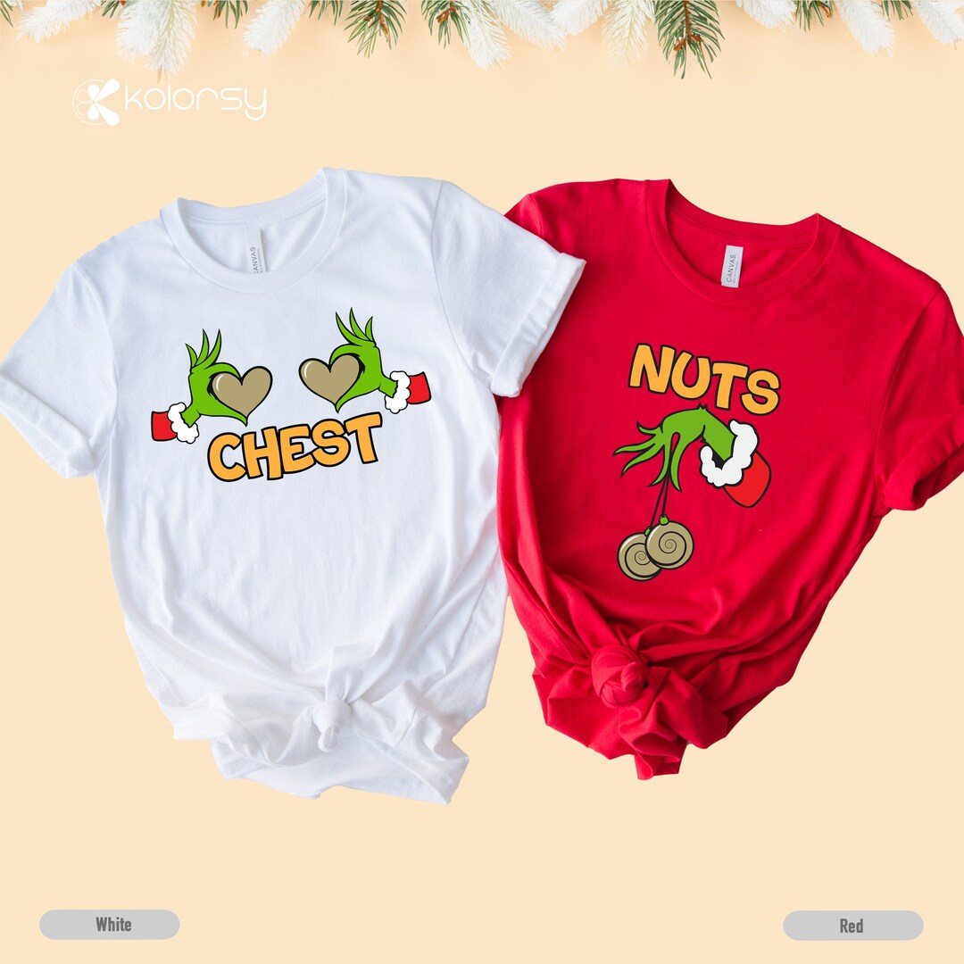 Funny Couples Christmas Shirts, Chest and Nuts Shirts, Matching Couple ...