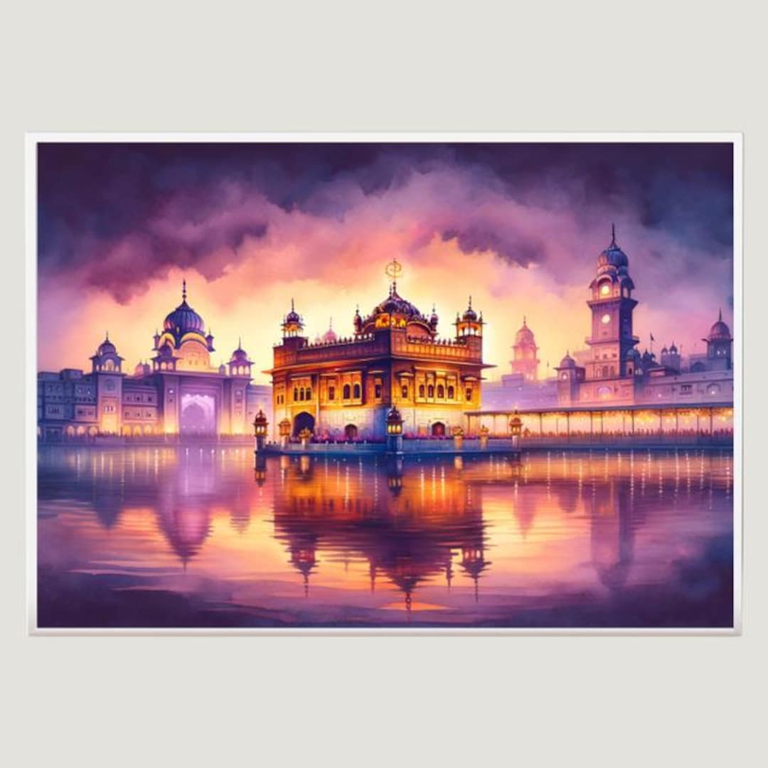 Colorful Golden Temple Canvas Wall Art - Vibrant Sikh Heritage Decor - Etsy