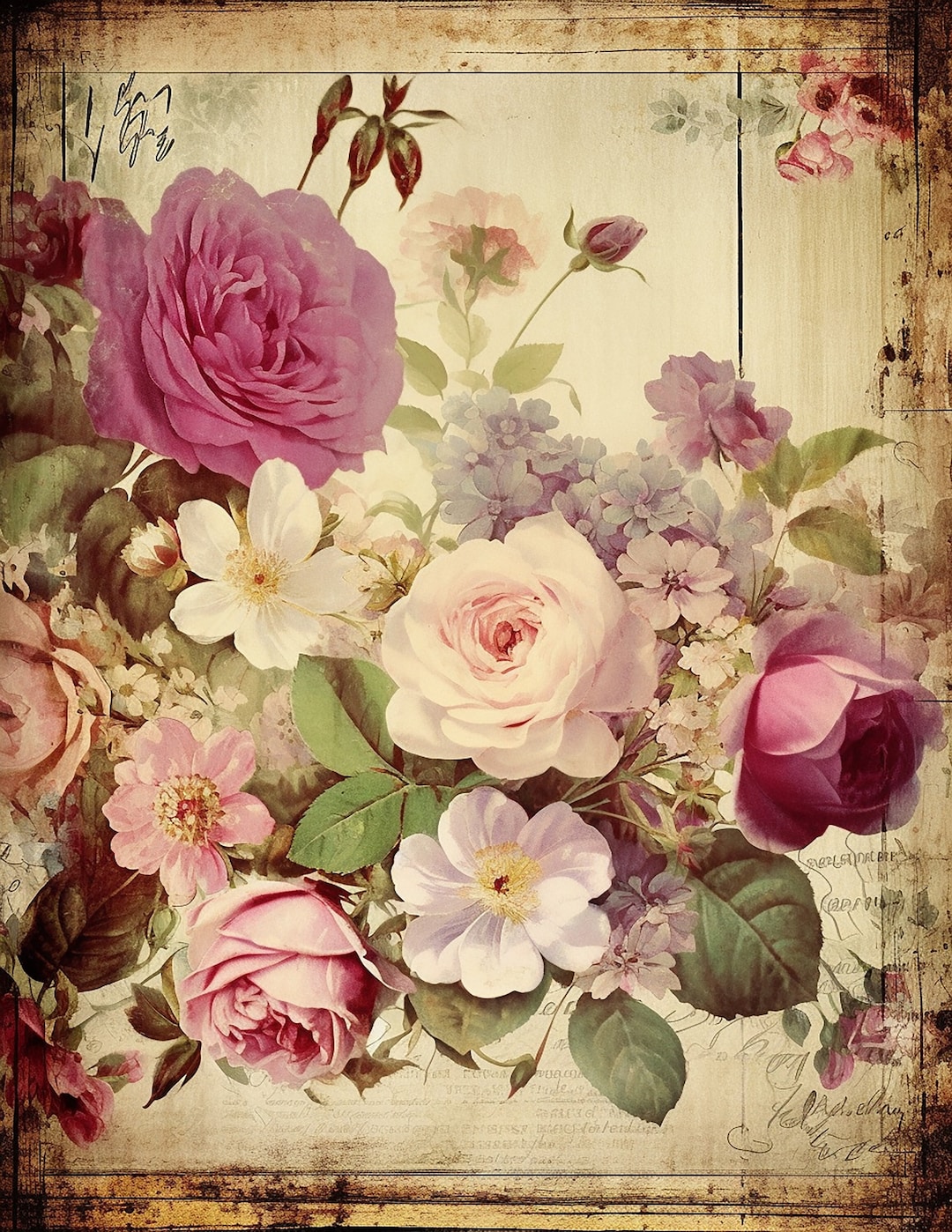 Shabby Chic Floral Digital Download - Etsy