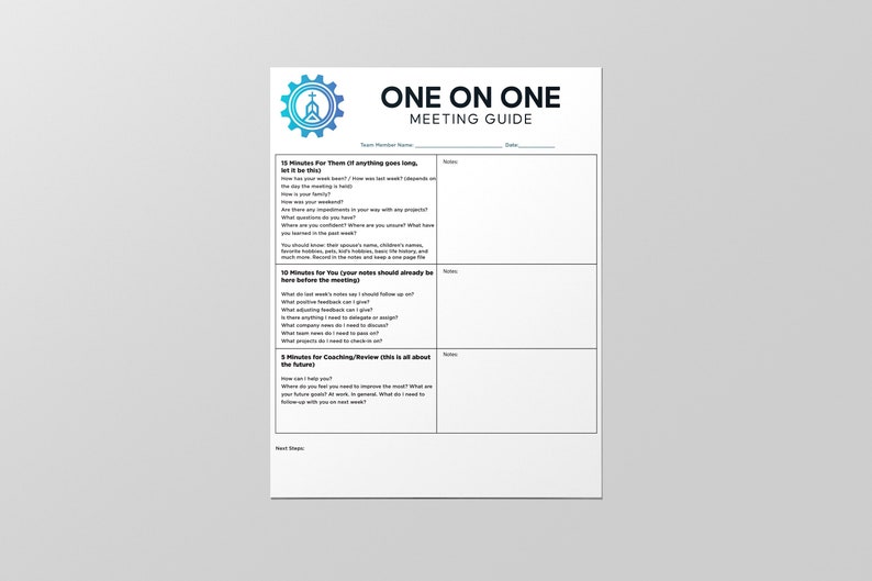 One-on-one Meeting Template: the 30-minute Success Formula for Church ...