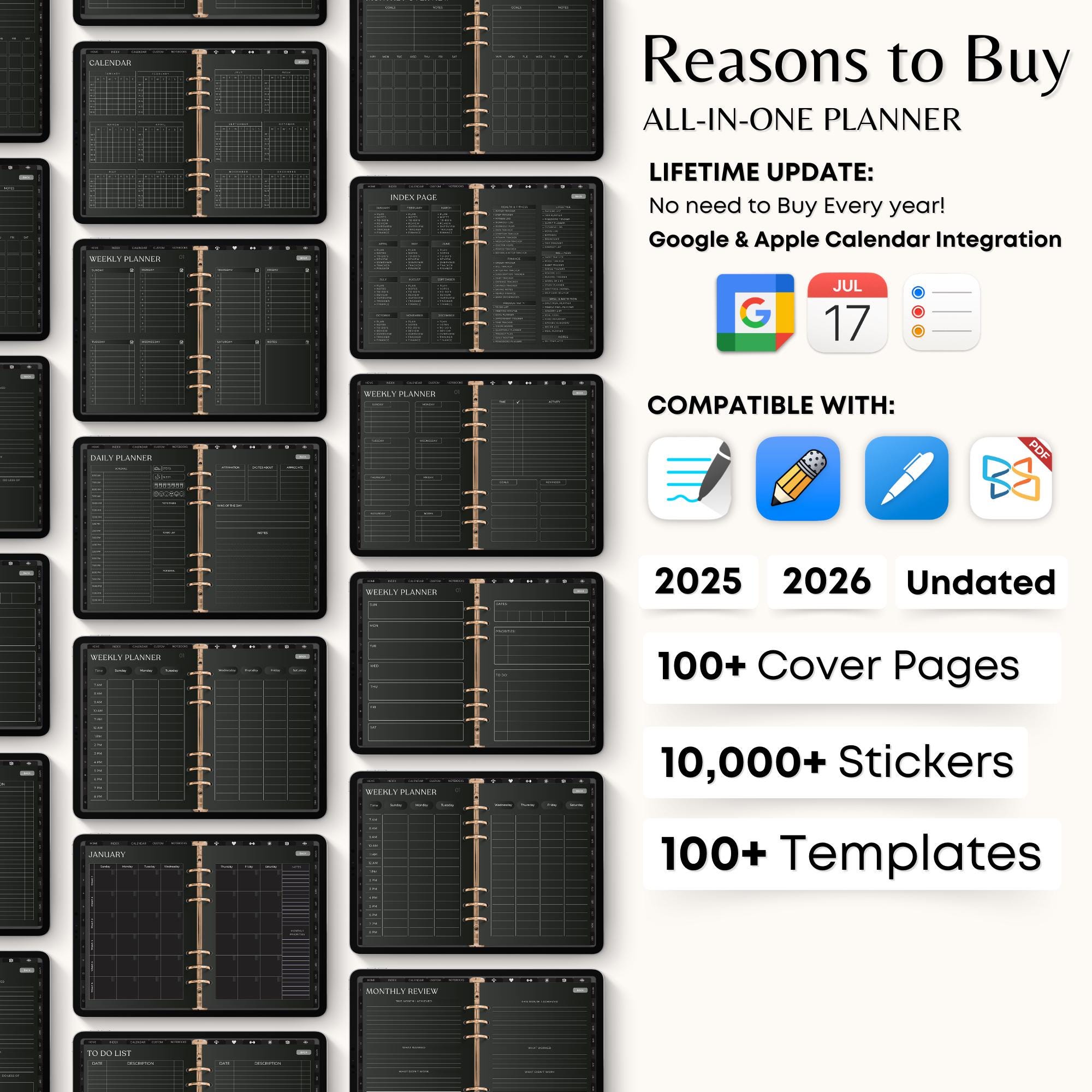 All-in-one Digital Planner 2025-2027, Daily Weekly Monthly Organizer ...