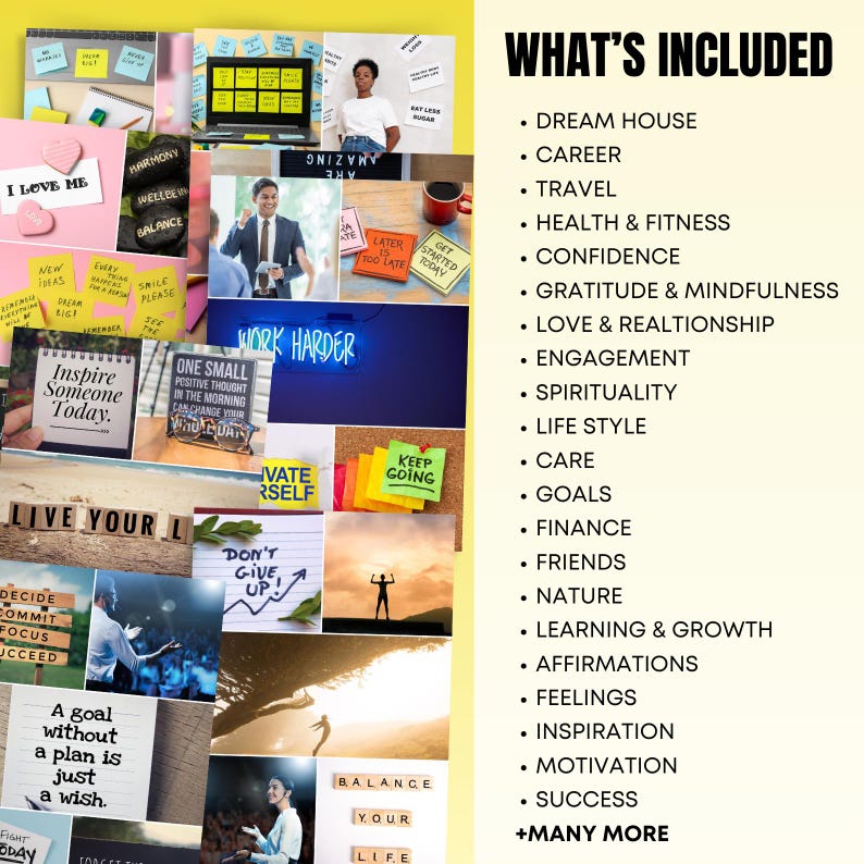 2025 Vision Board Manifest Happiness Printable PDF Mood Board for Women ...