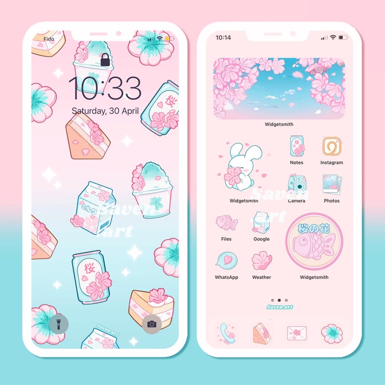 Sakura Snacks Theme Icon Pack for Ios / iPad / Android - Etsy