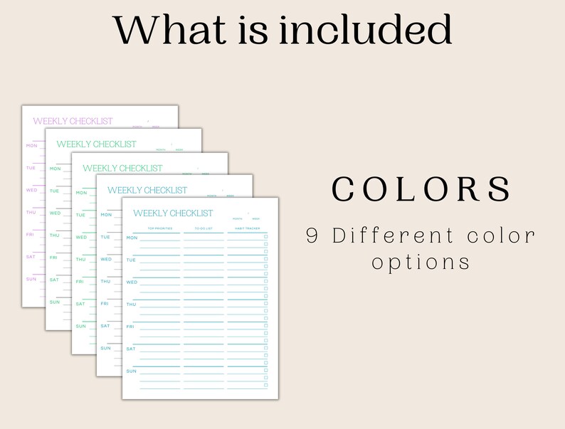 Weekly Planner Printable, Checklist, Goal and Habit Tracker, Minimalist ...