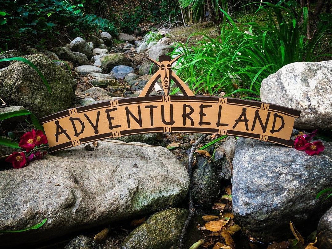 Adventureland Tusk Entrance, Solid Wood and Paint Rustic Arch Sign ...