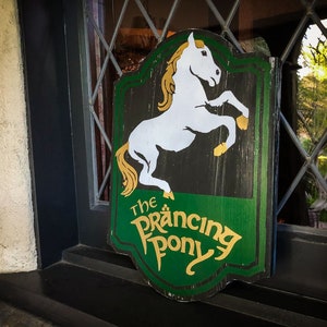 Prancing Pony Rings and Lords Pub Bar Sign, Solid Quality Wood and ...
