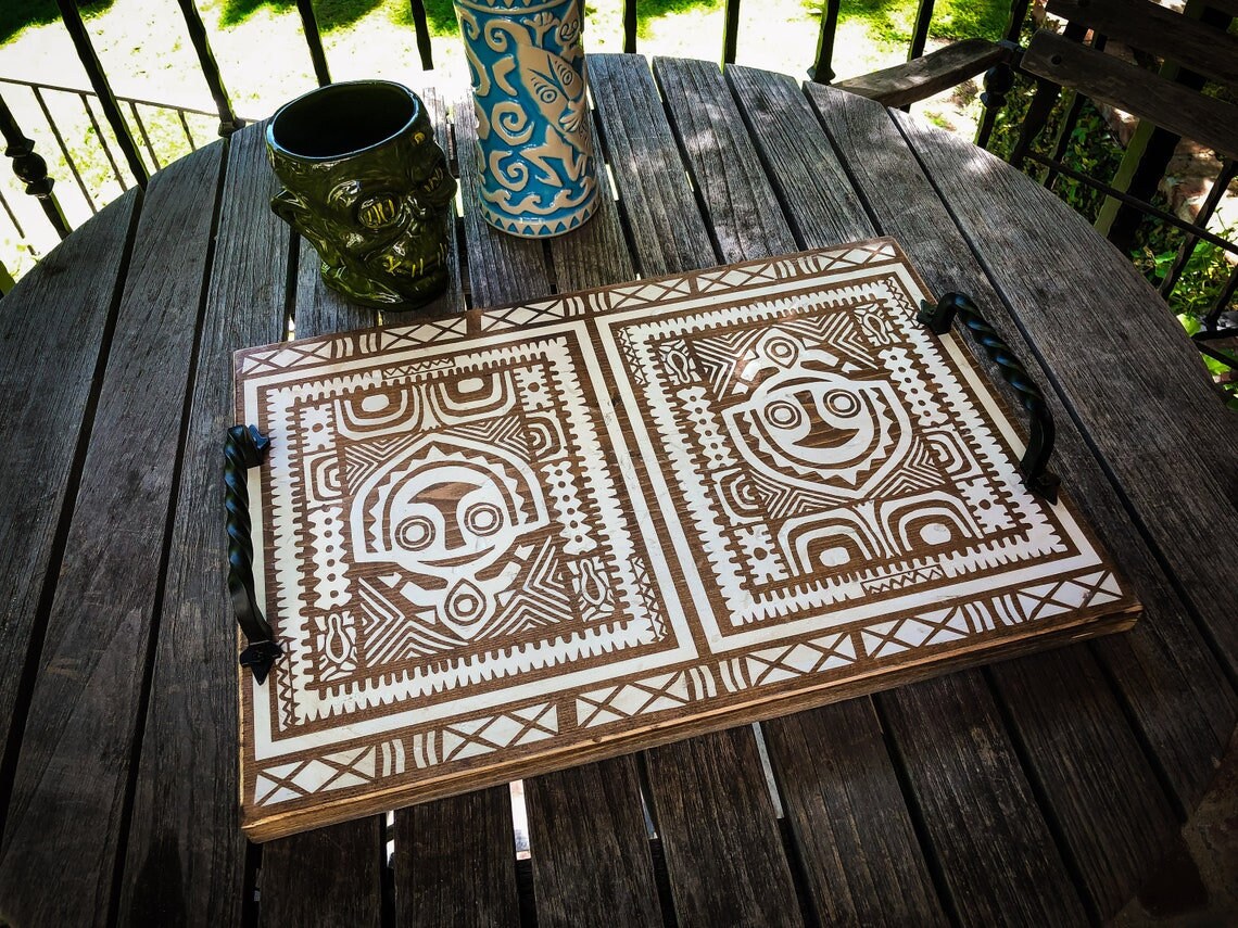 Enchanted Tiki Drink Art Tray, Solid Wood and Paint, Quality Solid Wood ...