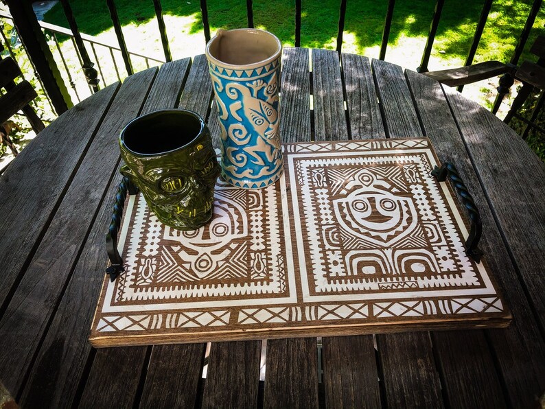 Enchanted Tiki Drink Art Tray, Solid Wood and Paint, Quality Solid Wood ...