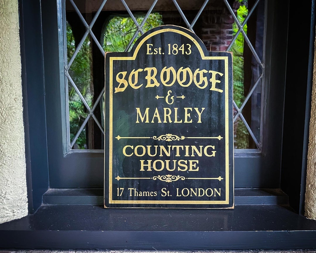 Scrooge and Marley Counting House Sign, Hand Painted Solid Wood ...