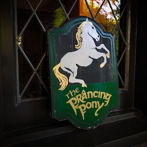 Prancing Pony Rings and Lords Pub Bar Sign, Solid Quality Wood and ...