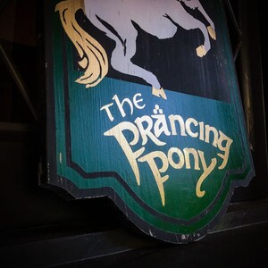 Prancing Pony Rings and Lords Pub Bar Sign, Solid Quality Wood and ...