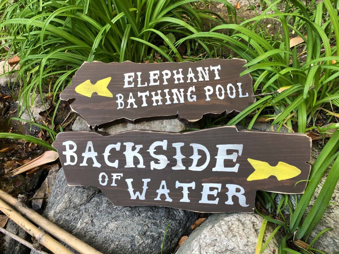 Cruising the Jungle Backside and Elephant Directional Signs, Solid Wood ...