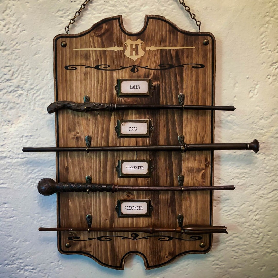 Custom Wand Holder, Solid Wood, Personalized Name Labels, Quality Solid ...