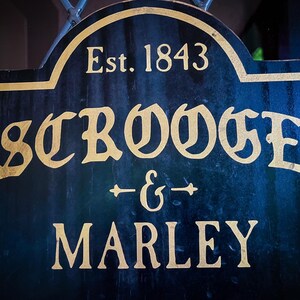 Scrooge and Marley Counting House Dickens, Solid Wood and Paint Sign ...