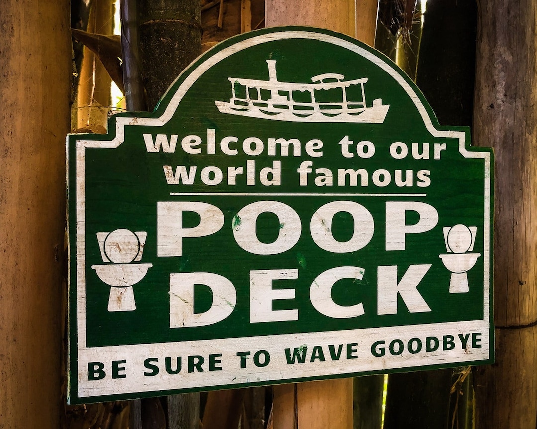 World Famous Poop Deck Funny Jungle Cruise Bathroom Sign, Solid Wood ...