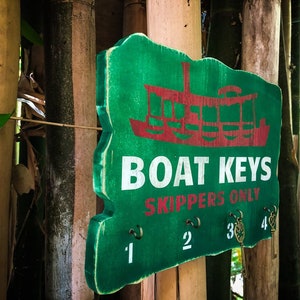 Cruising the Jungle Skipper Boat Keys, Solid Wood and Paint, Hand ...