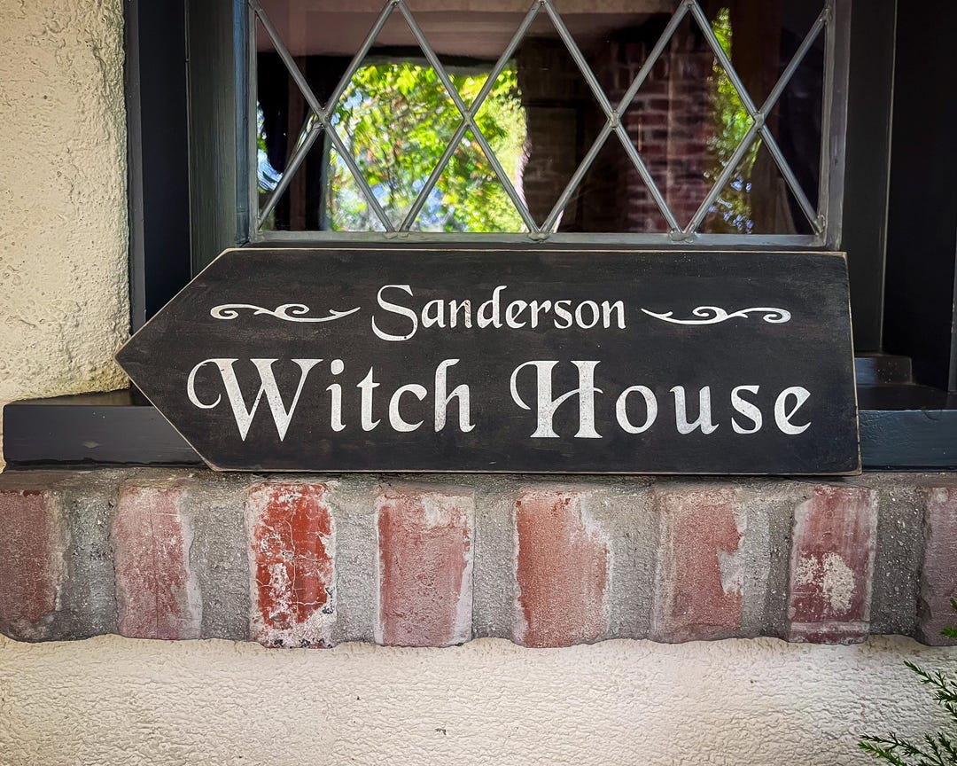Sanderson Witch House Sign, Halloween Decor, Pointing Arrow, Solid Wood ...