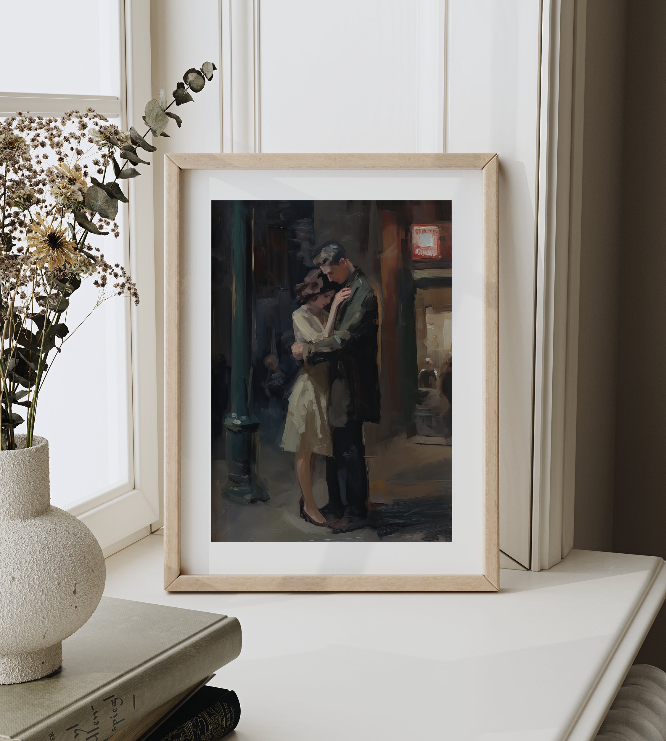 Embracing Couple Original Art Vintage Painting Couple - Etsy