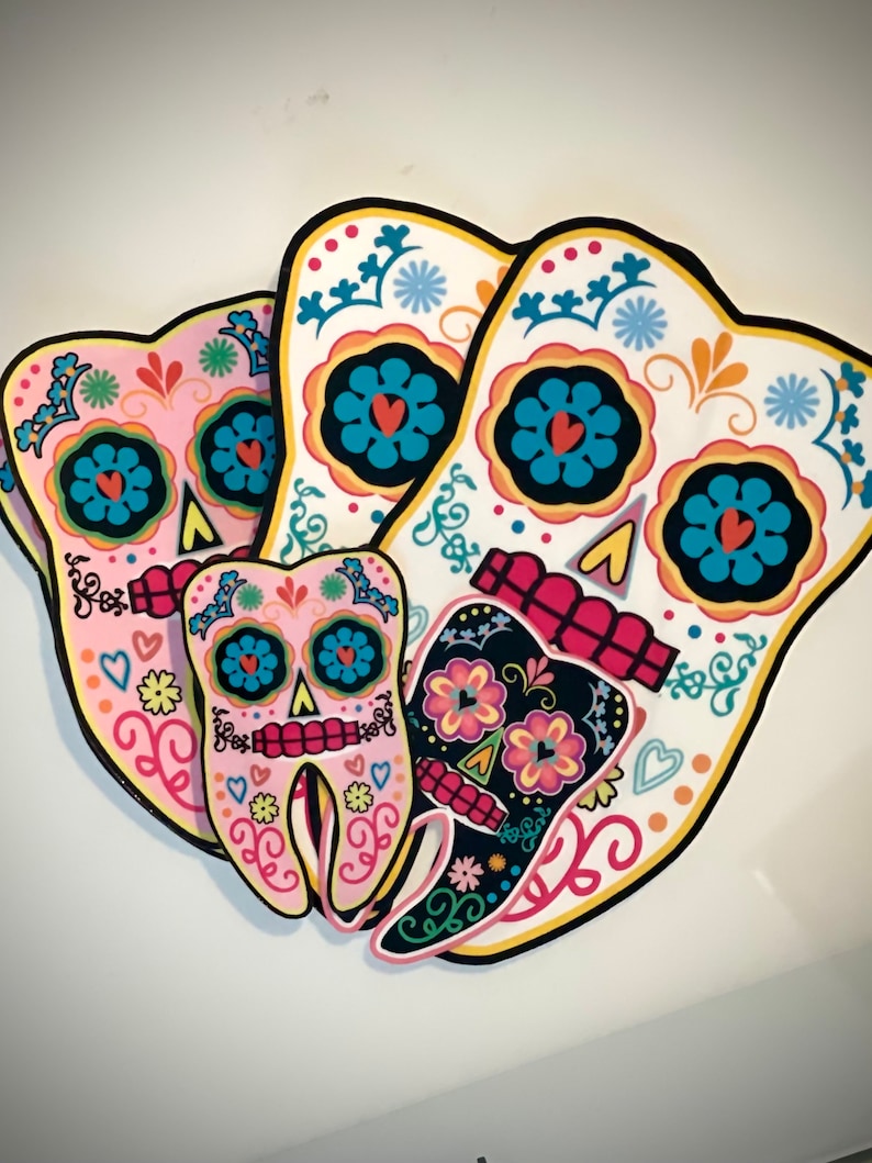 Sugar Skull Tooth Sticker, Dental Sticker, Dentist, Dental Student ...
