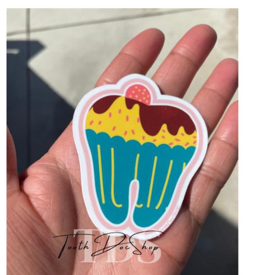 Cupcake Birthday Tooth Sticker, Dental Sticker, Dentist, Dental Student ...