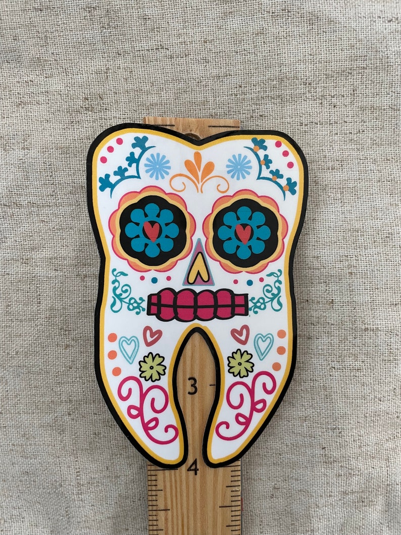 Sugar Skull Tooth Sticker, Dental Sticker, Dentist, Dental Student ...