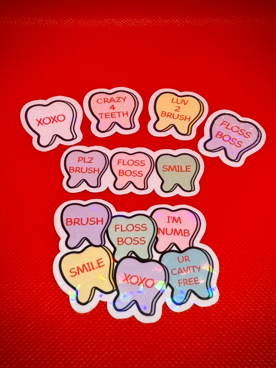 6-pack Valentine's Candy Tooth Stickers, Dental Sticker, Dental Decal ...