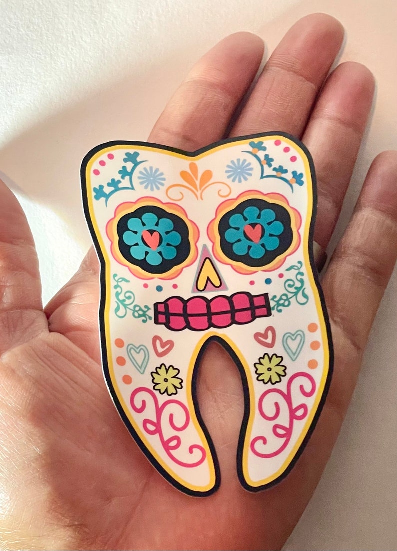 Sugar Skull Tooth Sticker, Dental Sticker, Dentist, Dental Student ...