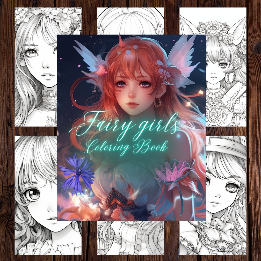 Fairy Girls Fantasy Anime Coloring Page, Adults Kids Instant Download ...