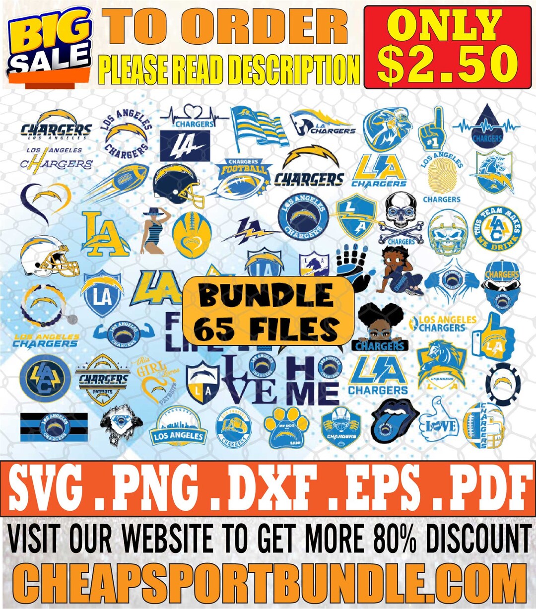 Los-angeles-chargers-svg Clipart Bundle Cutting File N F L - Etsy