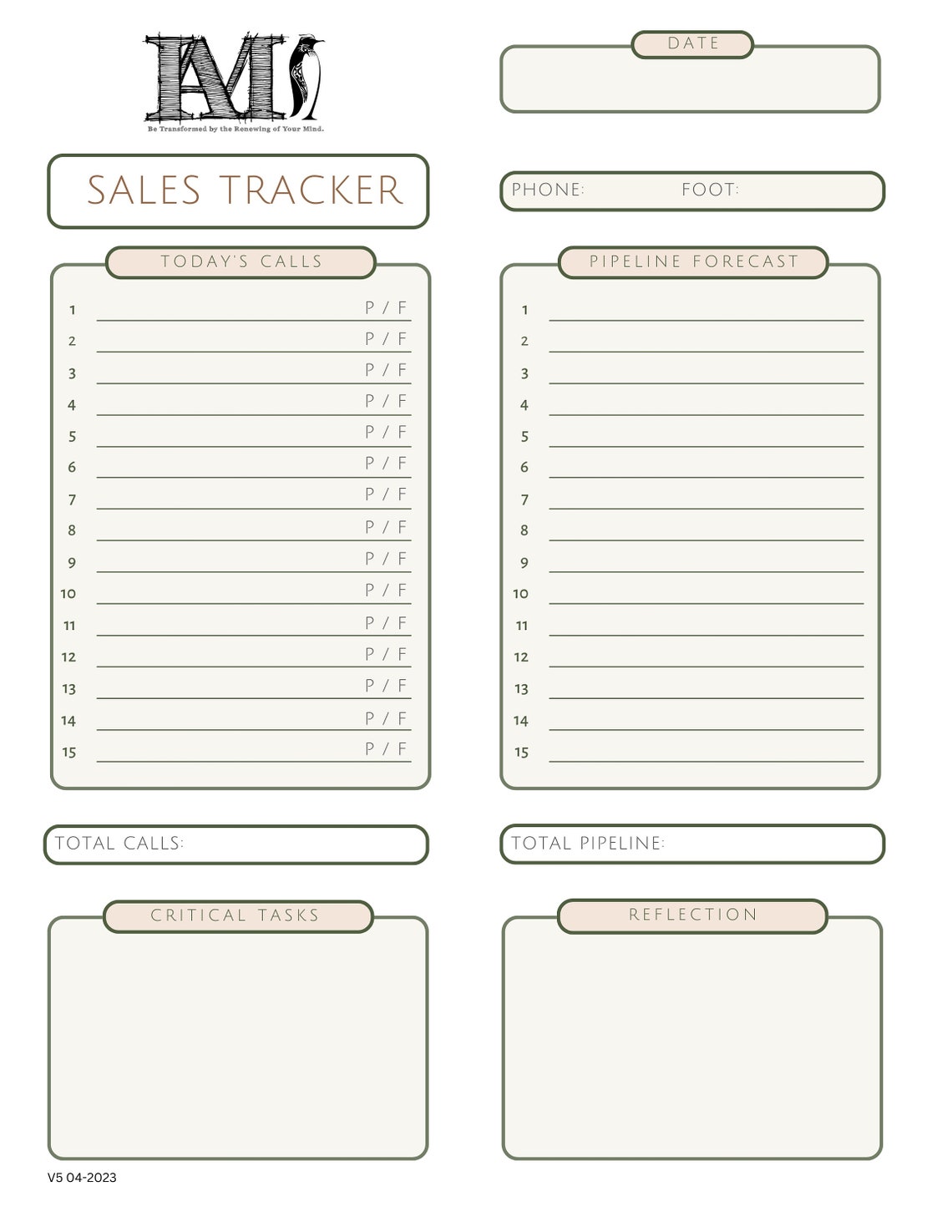 Editable Daily Sales Tracker Printable - Single Page Sales Call Log ...