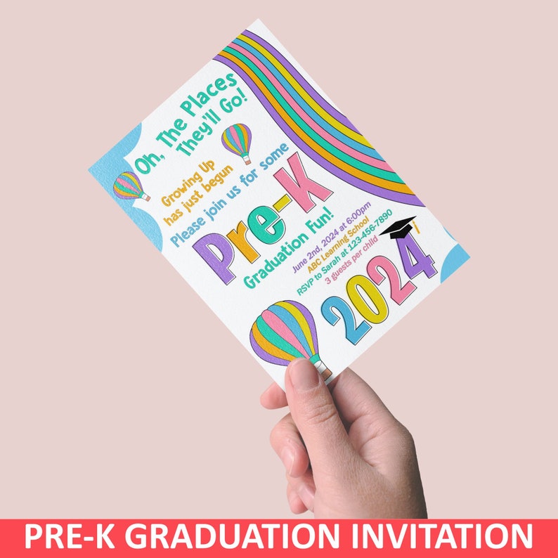Editable Pre-k Graduation Invitation, Pre-k Announcement Party Invite ...