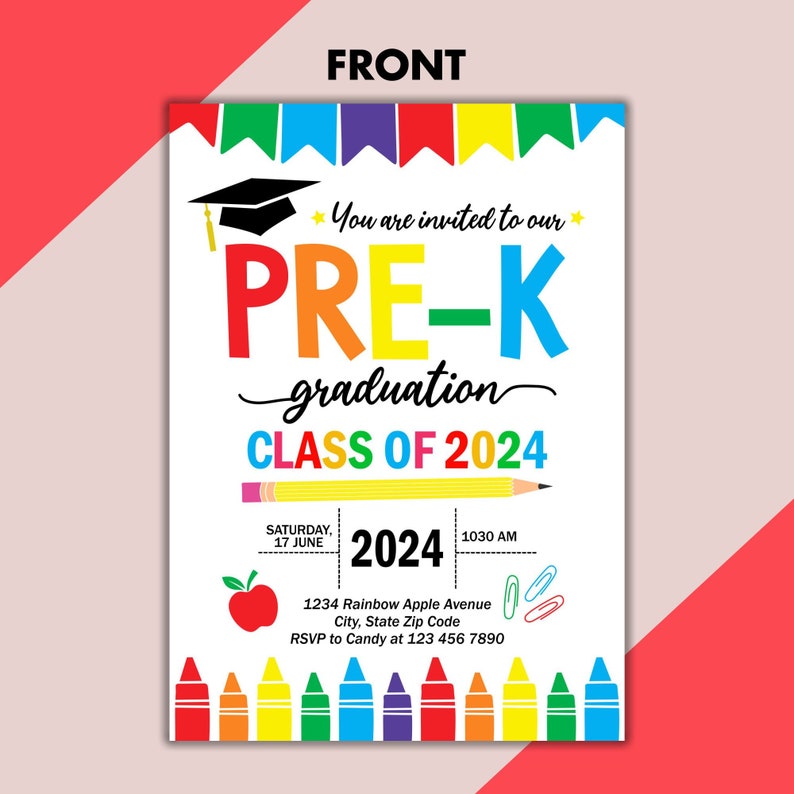 Editable Pre-k Graduation Invitation, Prek Announcement Invite, Pre-k ...