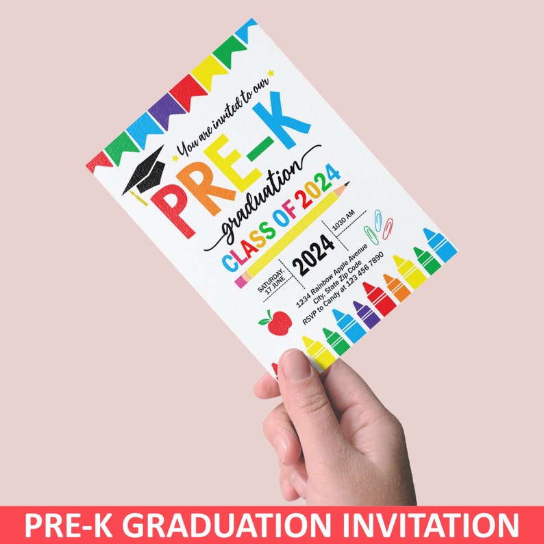 Editable Pre-k Graduation Invitation, Prek Announcement Invite, Pre-k ...