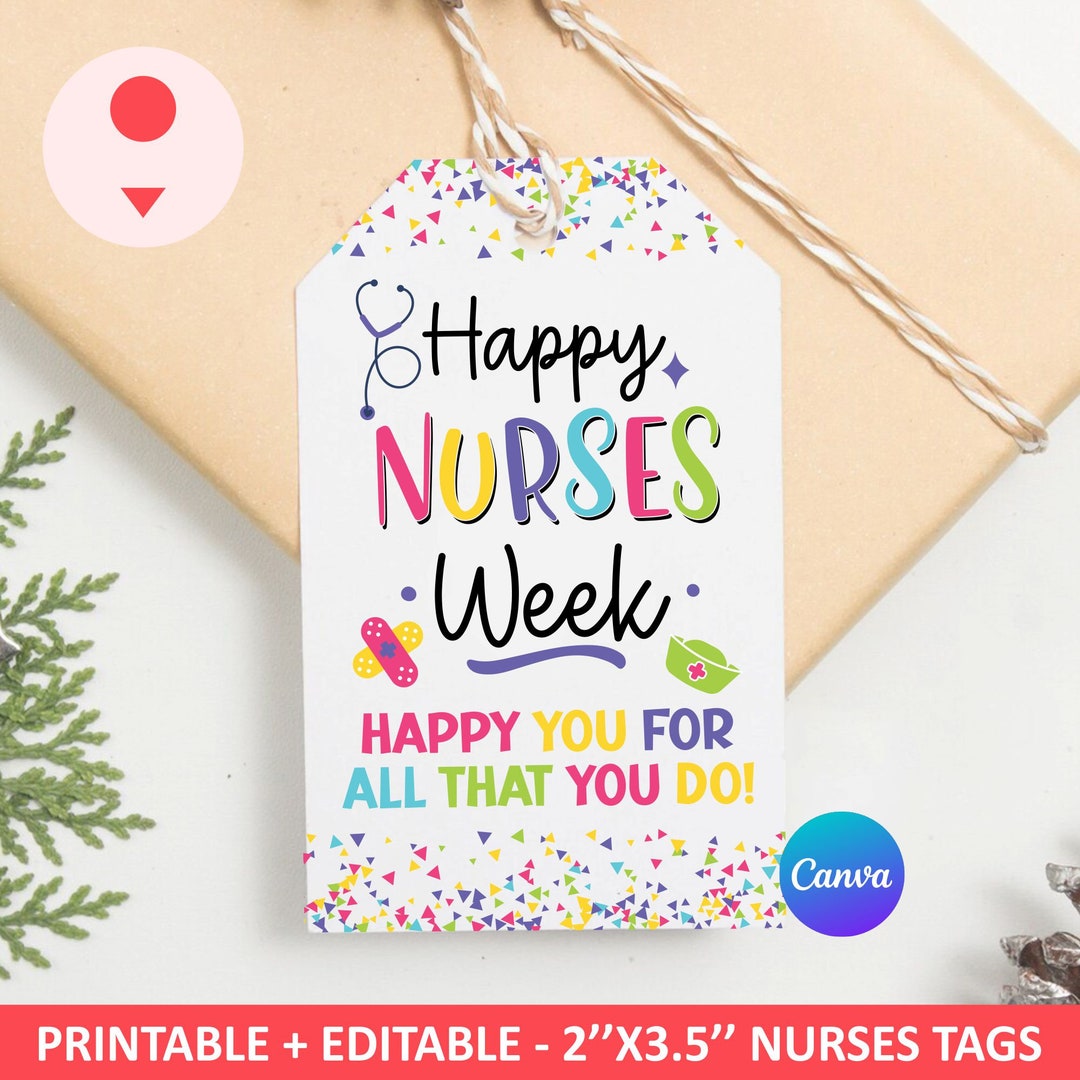 Confetti Nurses Week Gift Tag Printable, Nurse Appreciation Week Tag ...