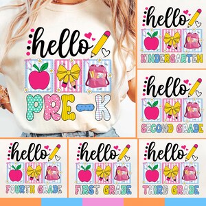 Preppy Back to School PNG Bundle, Hello Kindergarten Pre-k 1st 2d 3d ...