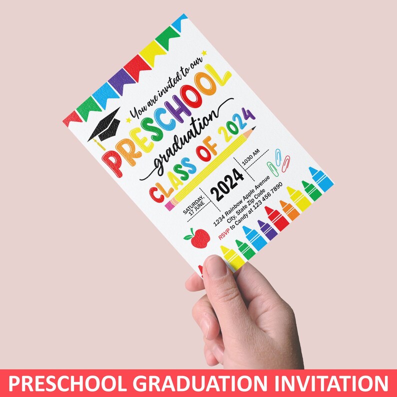 Editable Preschool Graduation Invitation, Prek Announcement Party ...