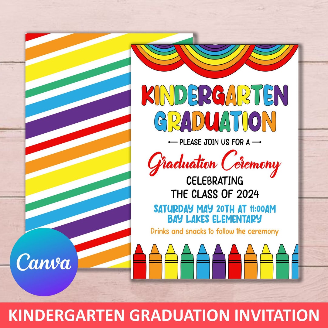 Editable Kindergarten Graduation Invitation, Kindergarten Party Invite ...