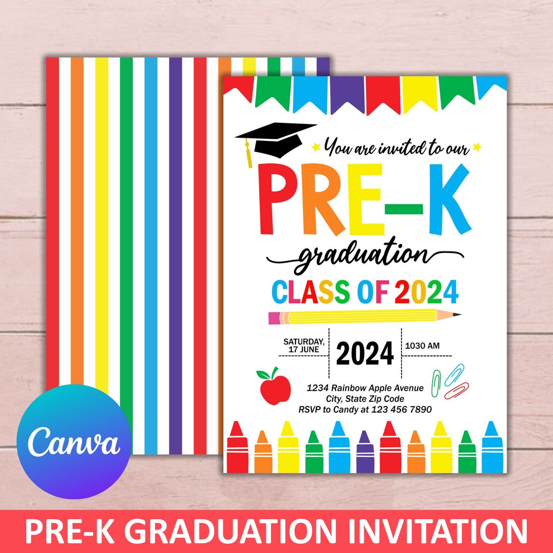 Editable Pre-k Graduation Invitation, Prek Announcement Invite, Pre-k ...