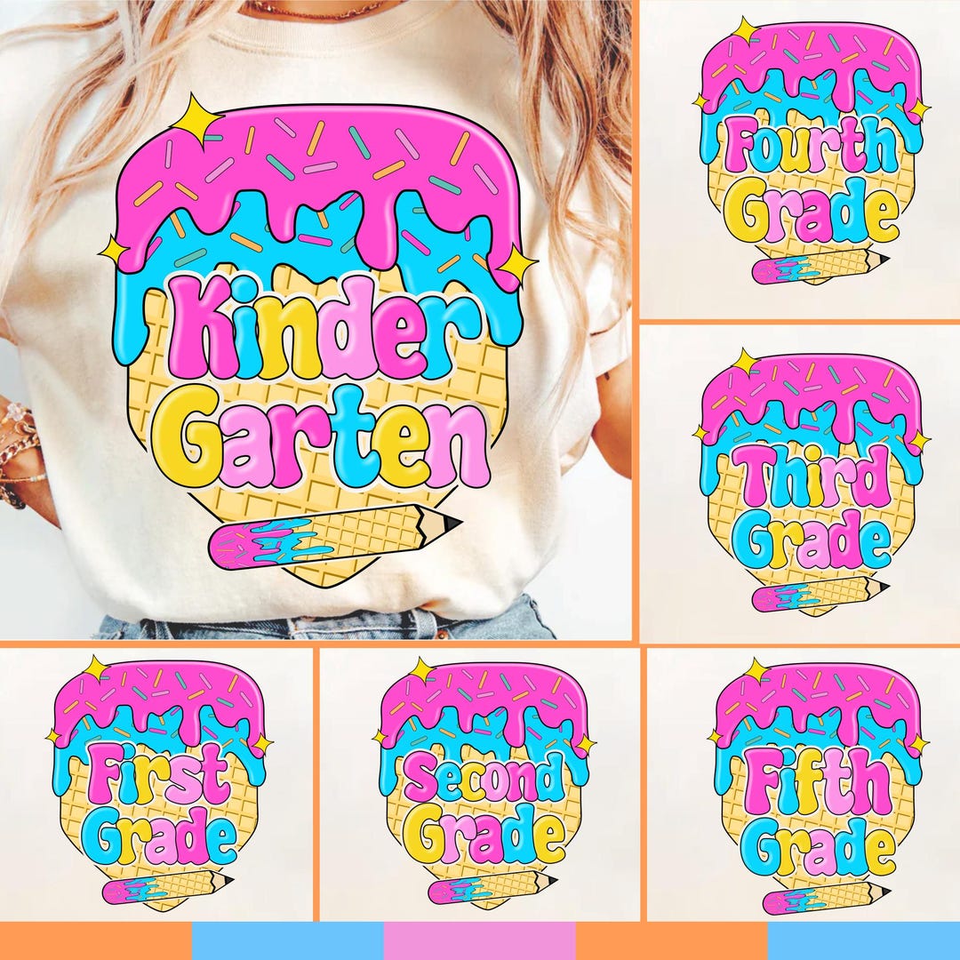 Ice Drip Back to School, Ice Cream Drip Png Bundle, Kindergarten 1st ...