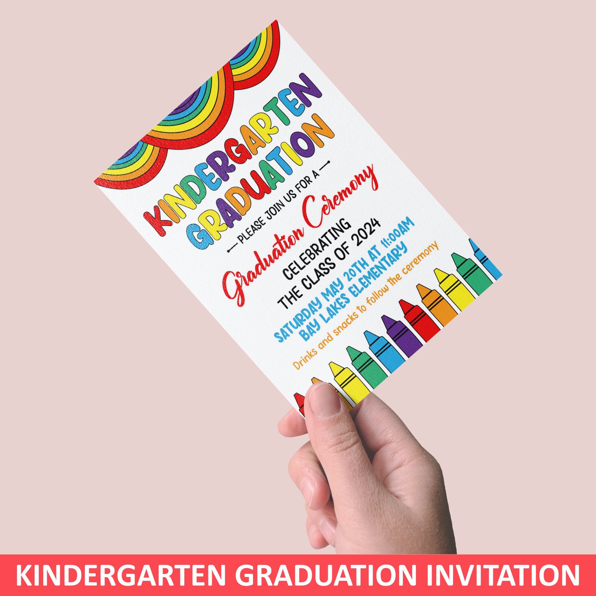Editable Kindergarten Graduation Invitation, Kindergarten Party Invite ...