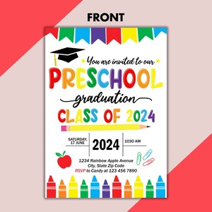Editable Preschool Graduation Invitation, Prek Announcement Party ...