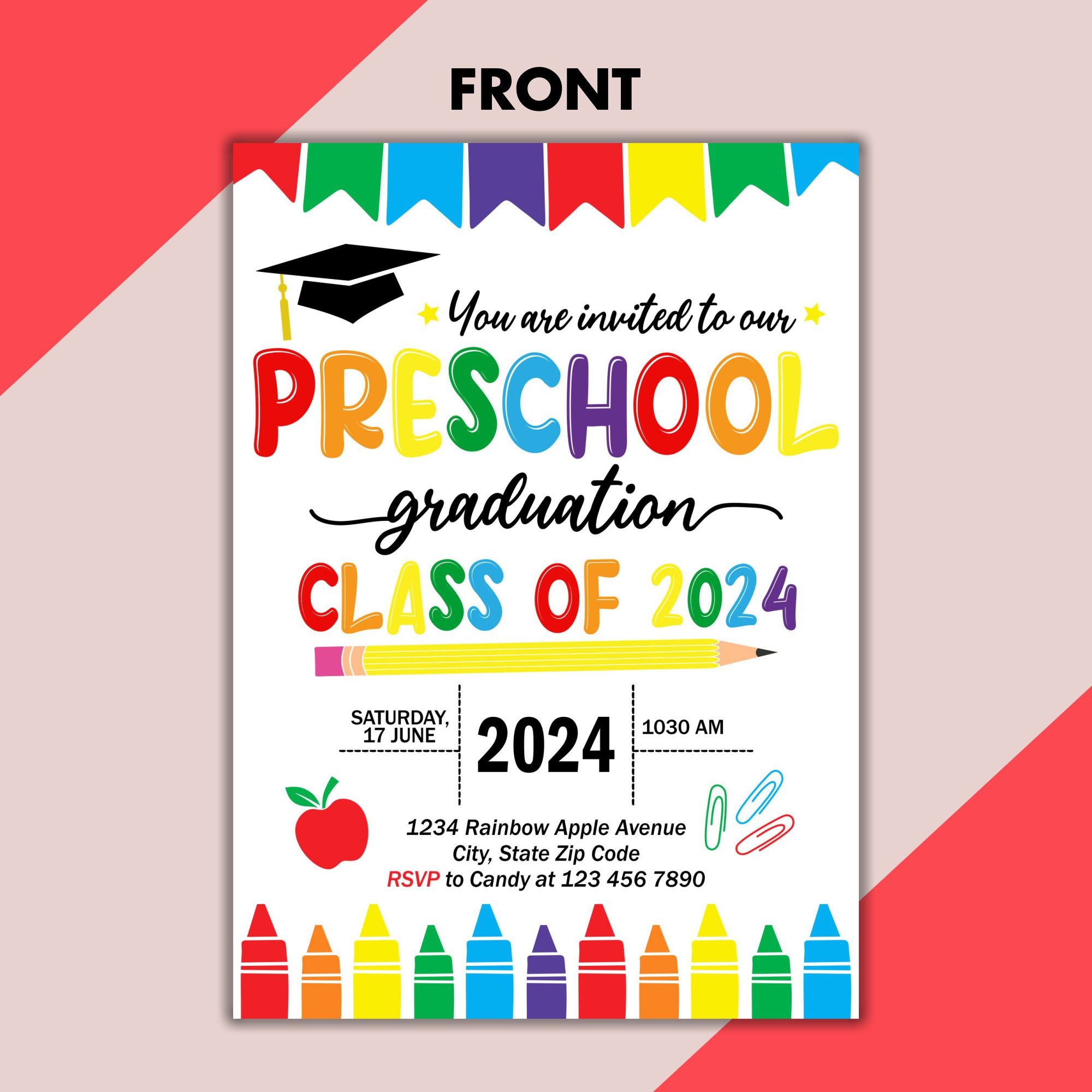 Editable Preschool Graduation Invitation, Prek Announcement Party ...