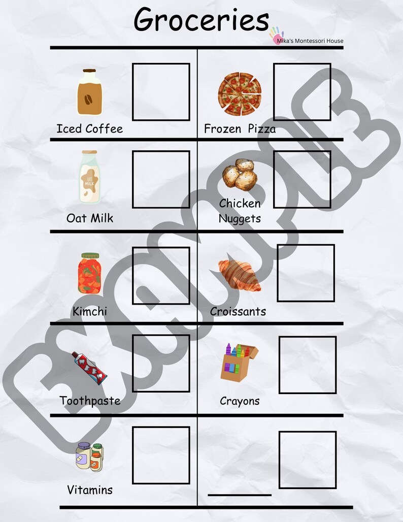 CUSTOM Montessori Visual Grocery List Practical Life Learning Market ...