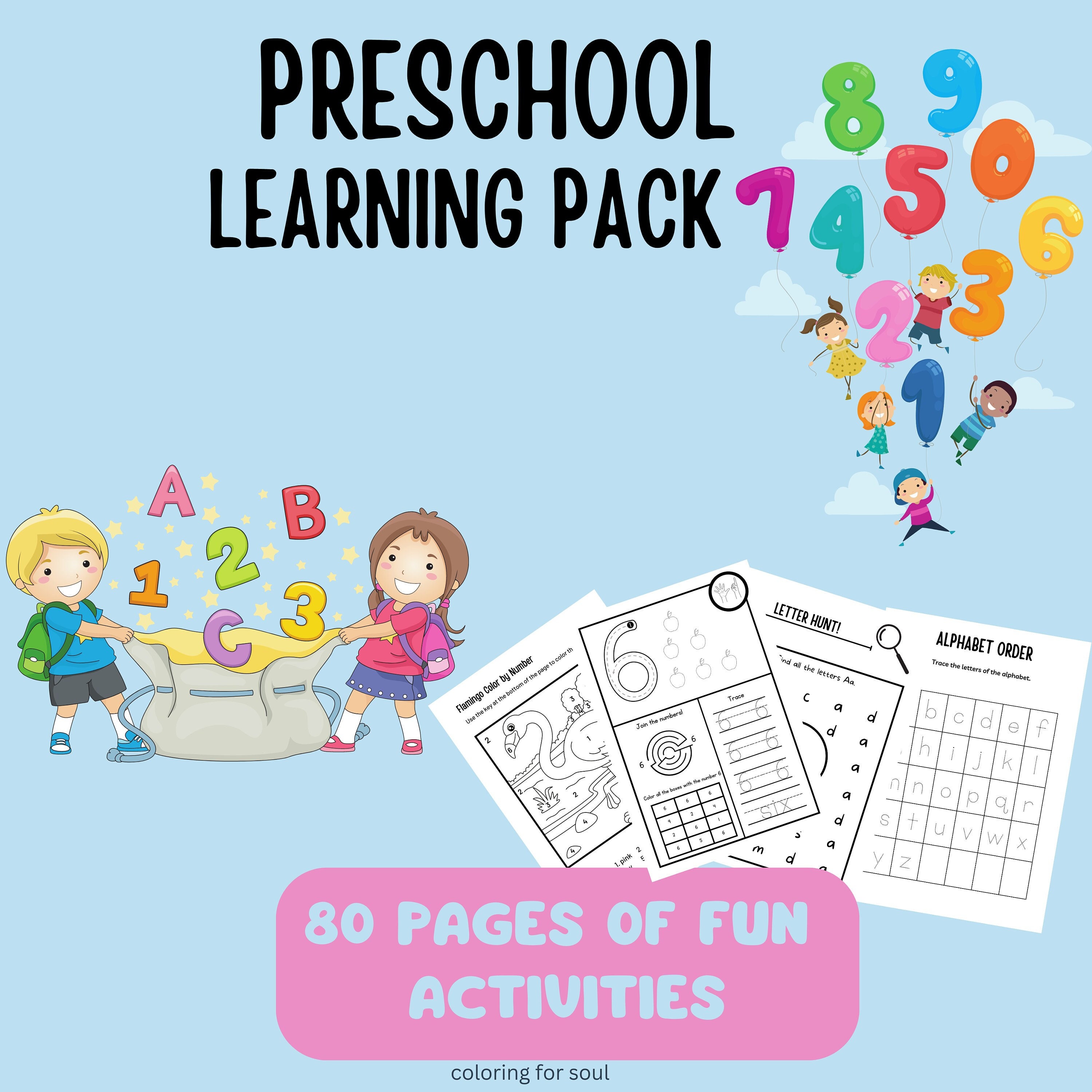 Preschool Learning Pack, Handwriting Practice the Alphabet, Numbers and ...