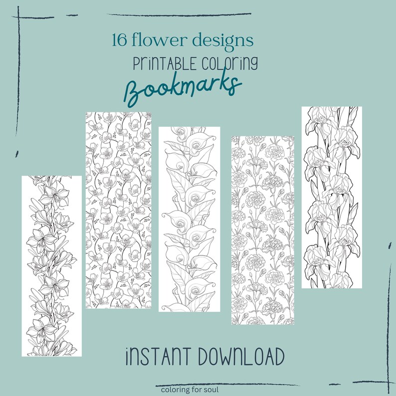 Flower Coloring Bookmarks for Adults & Teens (digital Download) - Etsy